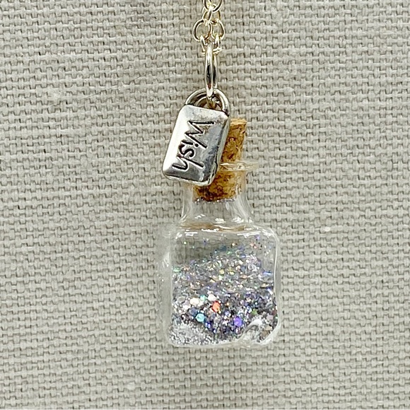 Hand Crafted | Jewelry | Wish Charm Silver Glitter In A Bottle Long ...